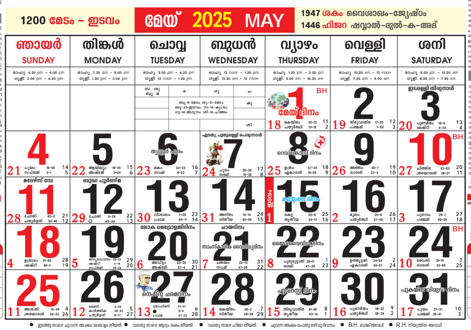 malayalam calendar 2025 may month image (Festival lists, important ...